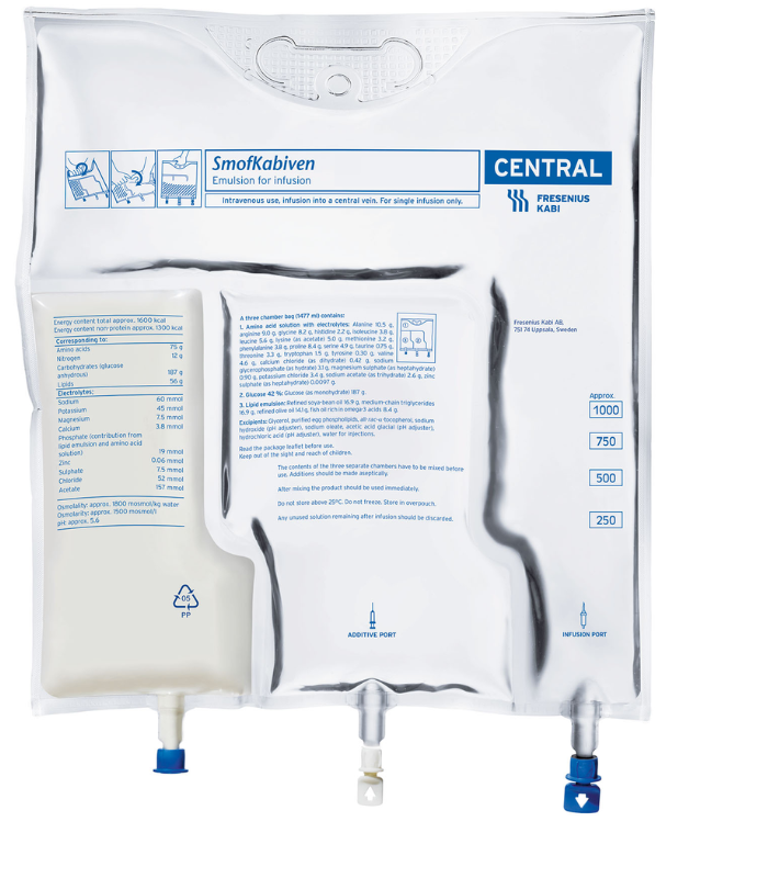 TPN SMOFKABIVEN CENTRAL , 1970ML, 2200 KCAL - Tims Nutrition Consultancy